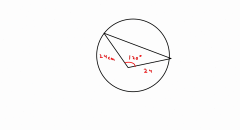 SOLVED:Two 24 -centimeter radii of a circle form a central angle ...