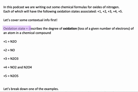 SOLVED:Write chemical formulas for oxides of nitrogen with the ...