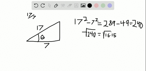 SOLVED:Sketch a right triangle corresponding to the trigonometric function of the acute angle θ ...