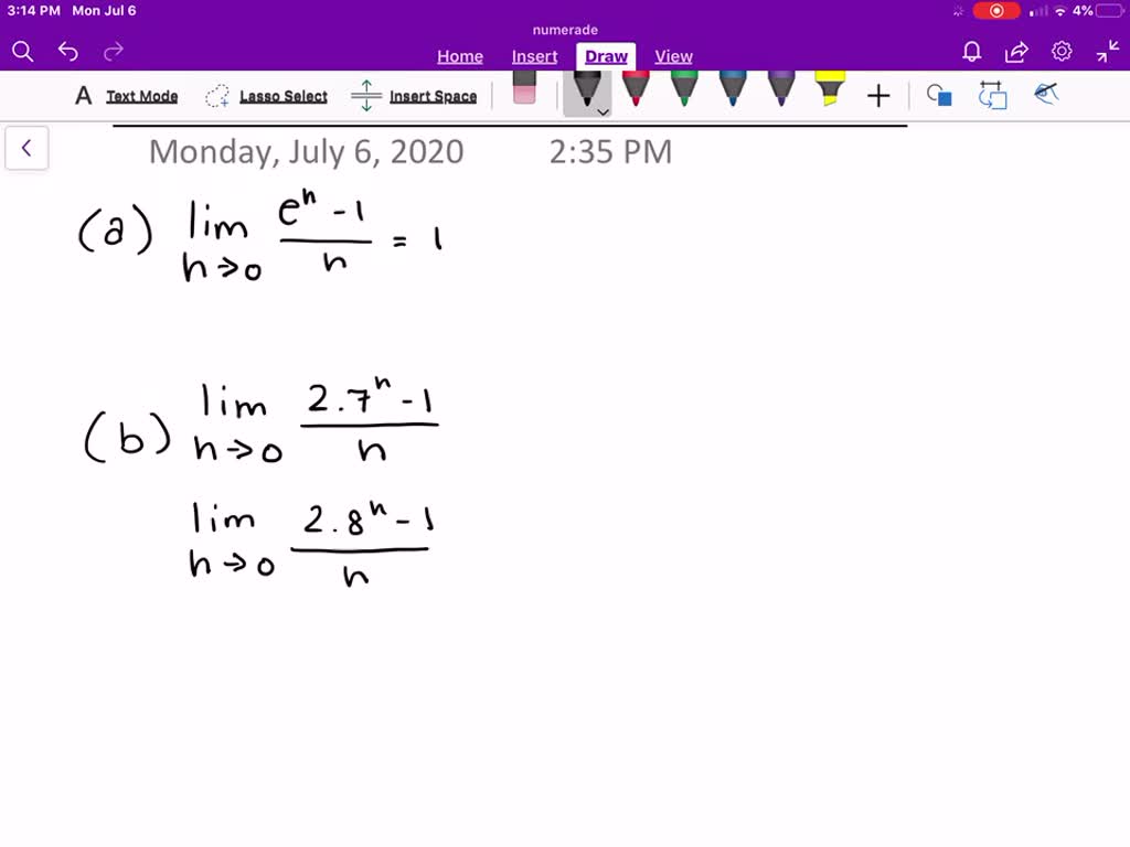  SOLVED a How Is The Number E Defined b Use A Calculator To