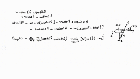 Find the force of attraction between two magnetic dipoles, m1 and m2, oriented as shown in Fig ...