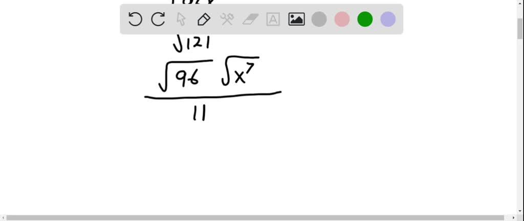 SOLVED:Simplify. √((96 x^7)/(121))