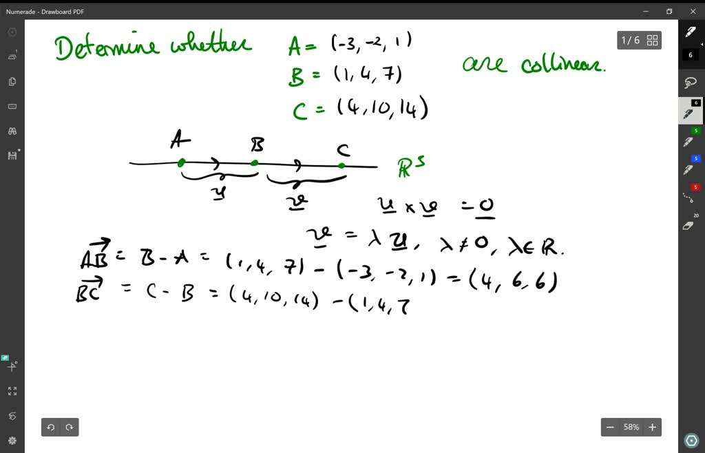 SOLVED:Collinear points Use cross products to determine whether the points A, B, and C are ...
