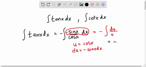 SOLVED:Looking ahead: Integrals of tanx and cot x Use a change of variables to verify each ...