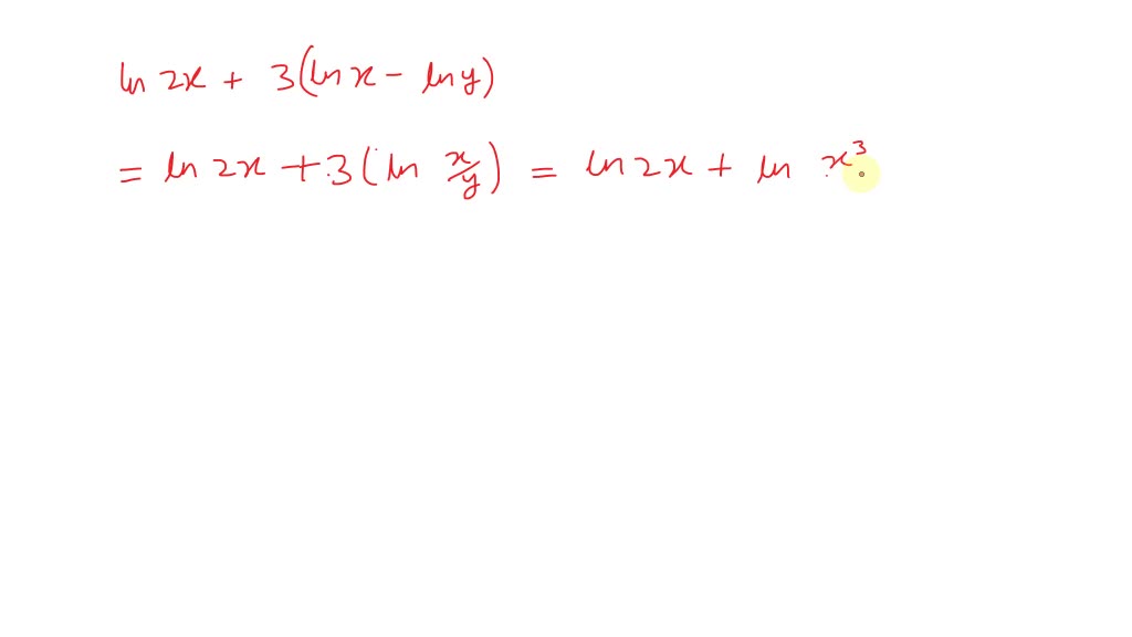 SOLVED:Express as a single logarithm and, if possible, simplify. ln2 x+3(lnx-lny)