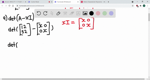 SOLVED:Let I=I2 be the identity matrix of order 2 and let f(x)=|A-x I ...