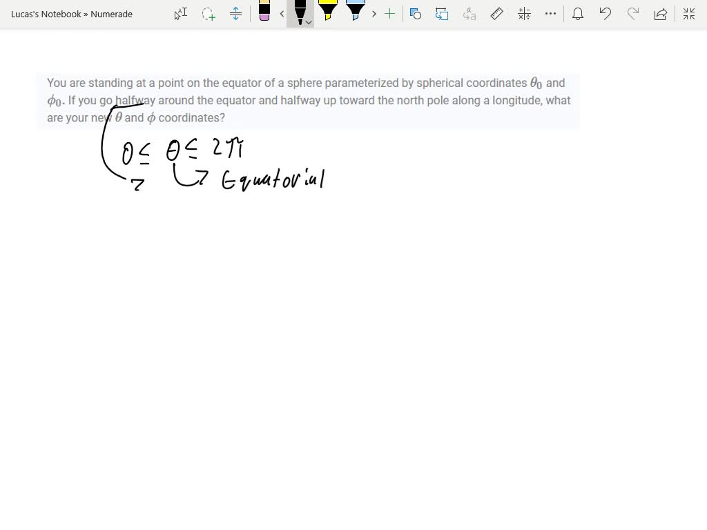 SOLVED:You are standing at a point on the equator of a sphere parameterized by spherical ...