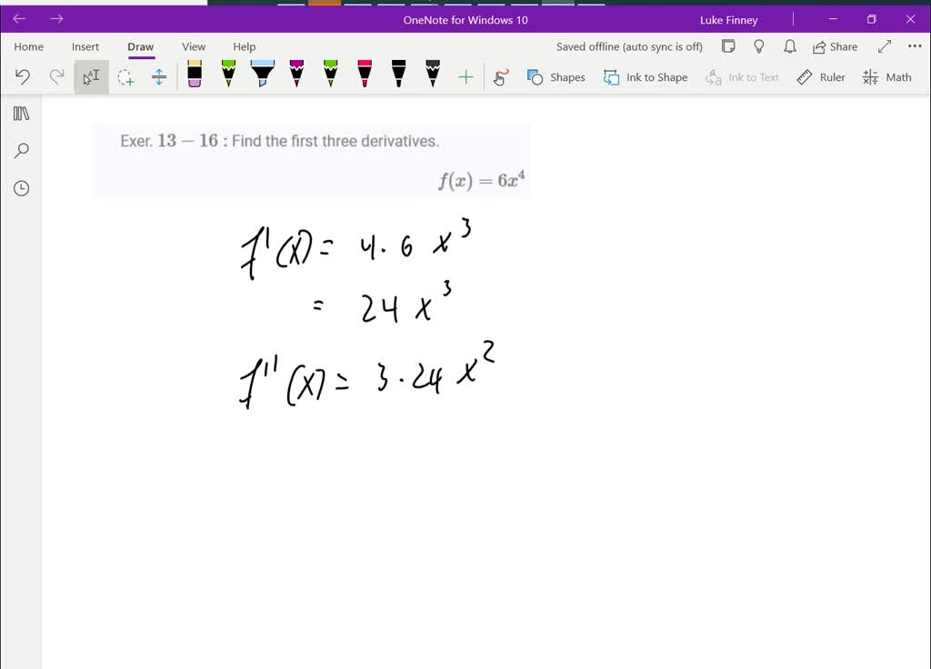 SOLVED:Exer. 13-16: Find the first three derivatives. f(x)=6 x^4 SOLVED:Exer. 13-16: Find the first three derivatives. f(x)=6 x^4