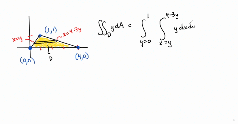 SOLVED:Evaluate the double integral. ∬D y d A, D is the triangular region with vertices (0,0) (1 ...