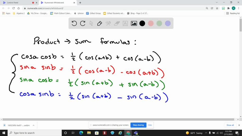 SOLVED The Product to sum Formulas Are Difficult To Remember Because SOLVED The Product to sum Formulas Are Difficult To Remember Because