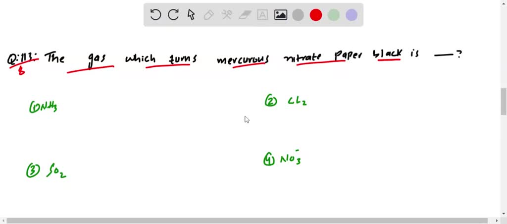 SOLVED:The gas which turns mercurous nitrate paper black is (1) NH3 (2 ...