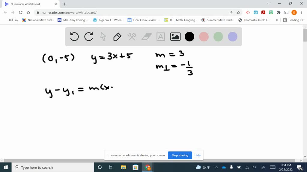 Solved The Equation Of The Line Passing Through The Point 1 −2 And