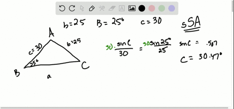 SOLVED:Solving a Triangle Use the Law of Sines to solve for all possible triangles that satisfy ...