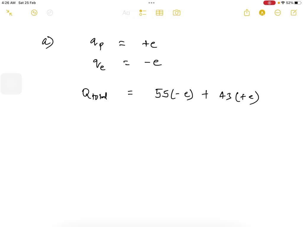 SOLVED: Think & Calculate A system consists of 55 electrons and 43 ...