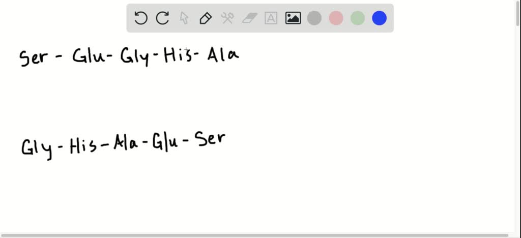 SOLVED:Consider the peptides Ser Glu-Gly His-Ala and Gly-His-Ala-Glu ...