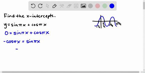 SOLVED:In Exercises 45–48, find the x-intercepts of the graph. y=sinπx ...