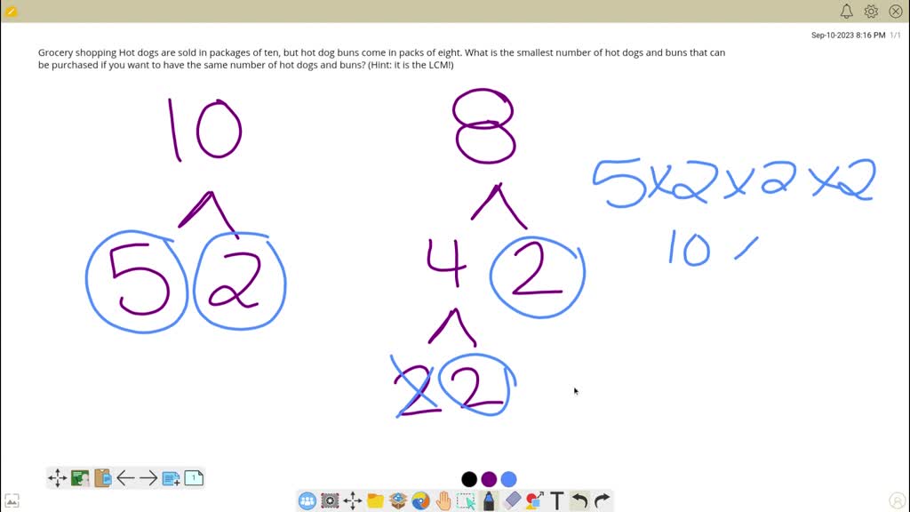 SOLVED:Grocery shopping Hot dogs are sold in packages of ten, but hot ...