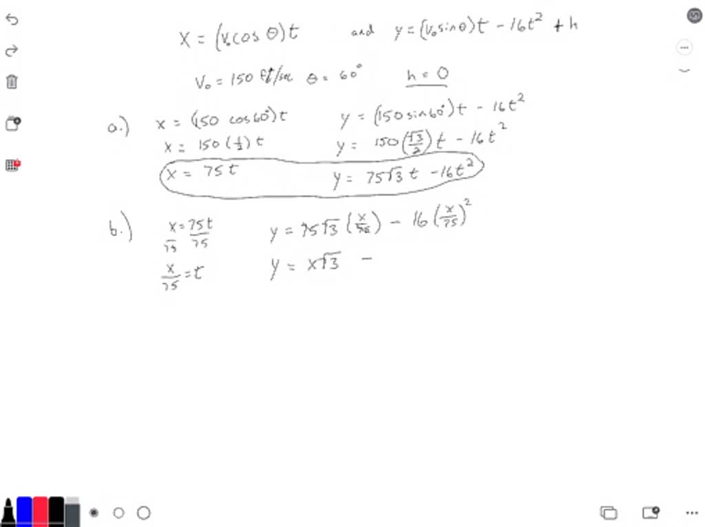 SOLVED:Do the following. (a) Determine parametric equations that model the path of the ...