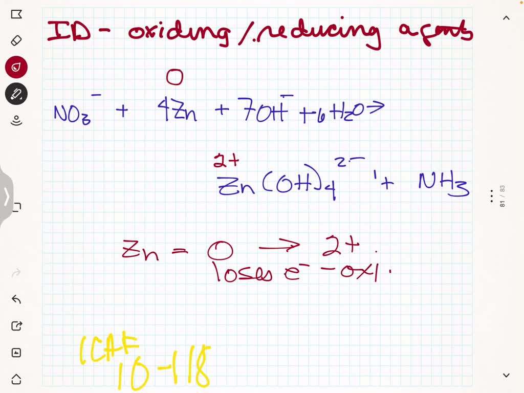 SOLVED:Identify the oxidizing agent and reducing agent in the reaction ...