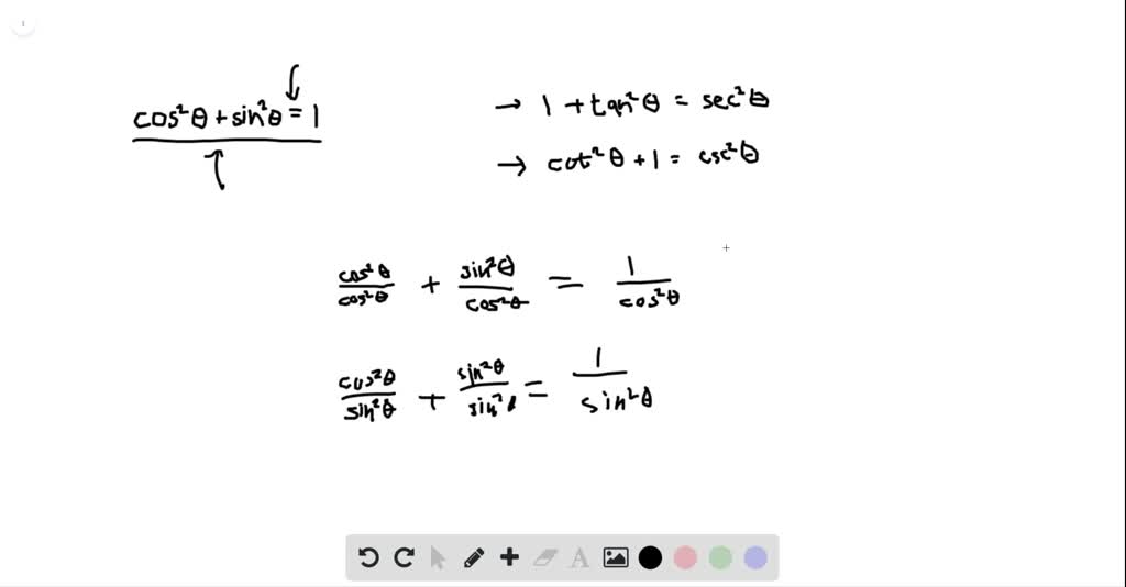 a. Explain how the identities 1+tan^2 θ=sec^2 θand cot^2 θ+1=csc^2 θcan ...