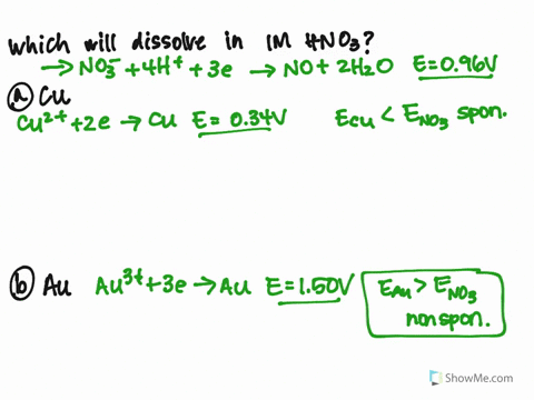 SOLVED:Decide whether or not each of the following metals dissolves in 1 M HNO3 . For those ...