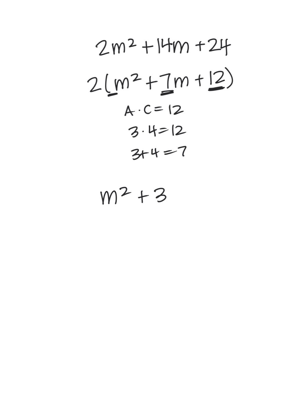 SOLVED:Factor using the AC method or trial and error. Write "prime" if a polynomial is not ...
