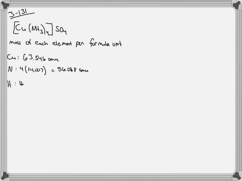 SOLVED:A formula unit of the compound [Cu(NH3)4] SO4 has nearly equal ...