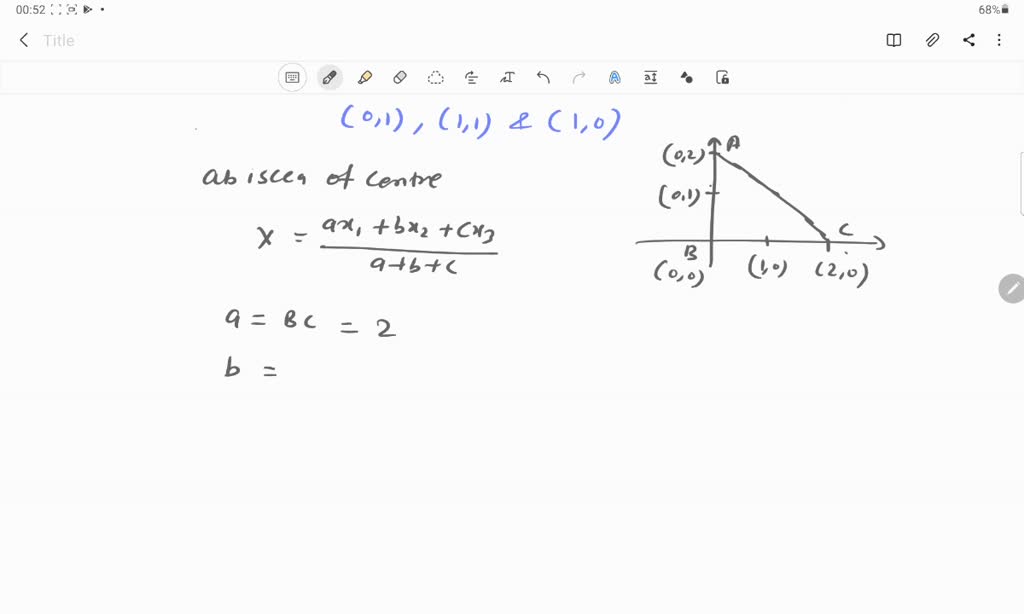 SOLVED:The abscissa of the incentre of the triangle that has the ...