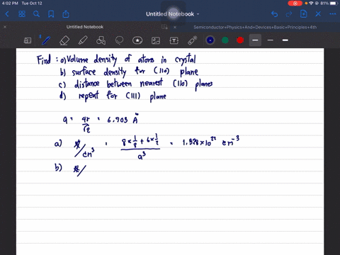 Determine the surface density of atoms for silicon on the (a)(100 ...