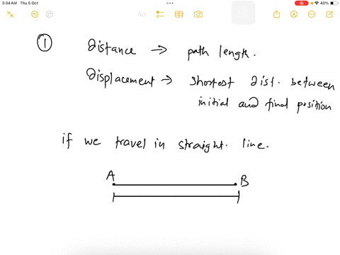 SOLVED:In one-dimensional motion, when are displacement and distance traveled the same? When are ...