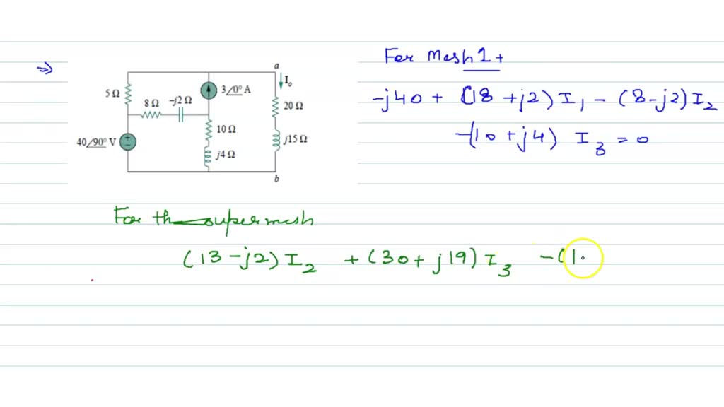 Calculate 𝐈b in Fig. 10.30 (for Practice Prob. 10.10) using mesh analysis. | Numerade