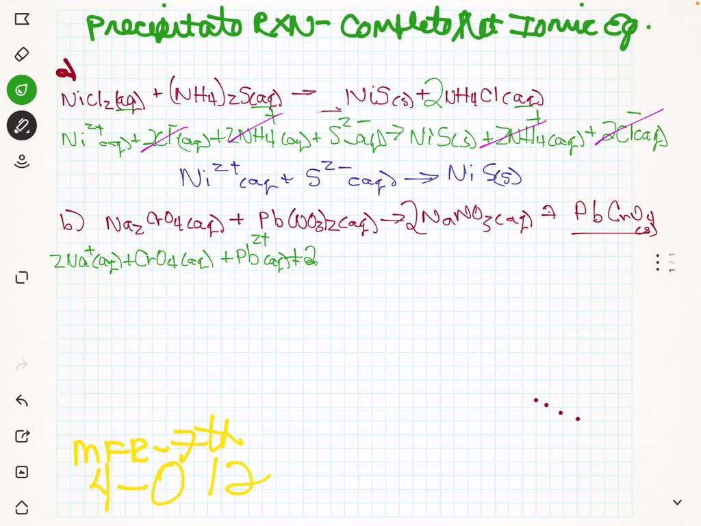 Prediga si ocurrirá una reacción de precipitación en cada una de las ...