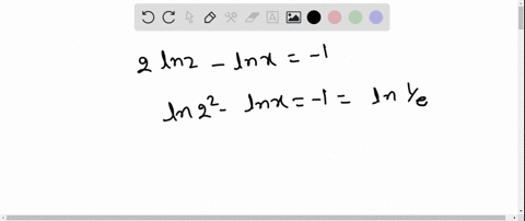 SOLVED:Use a calculator to solve the given equations. 2 ln2-lnx=-1