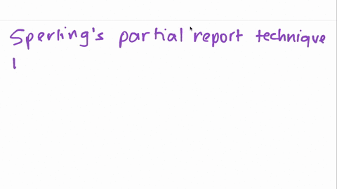 SOLVED:Sperling's partial report technique was designed to test the (A ...