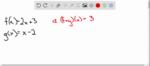 SOLVED:For each pair of functions f and g given, determine the sum, difference, product, and ...