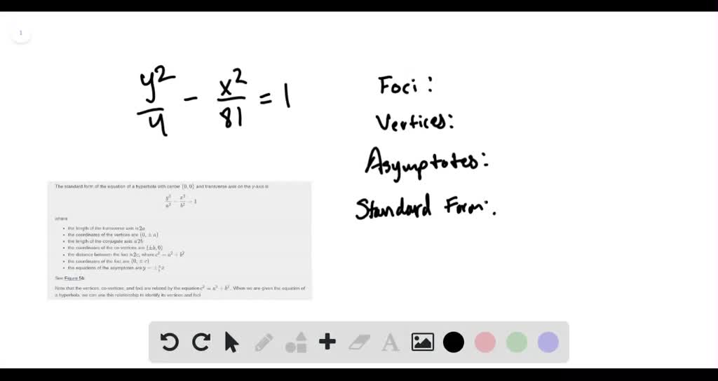 SOLVED:Write the equation for the hyperbola in standard form if it is ...