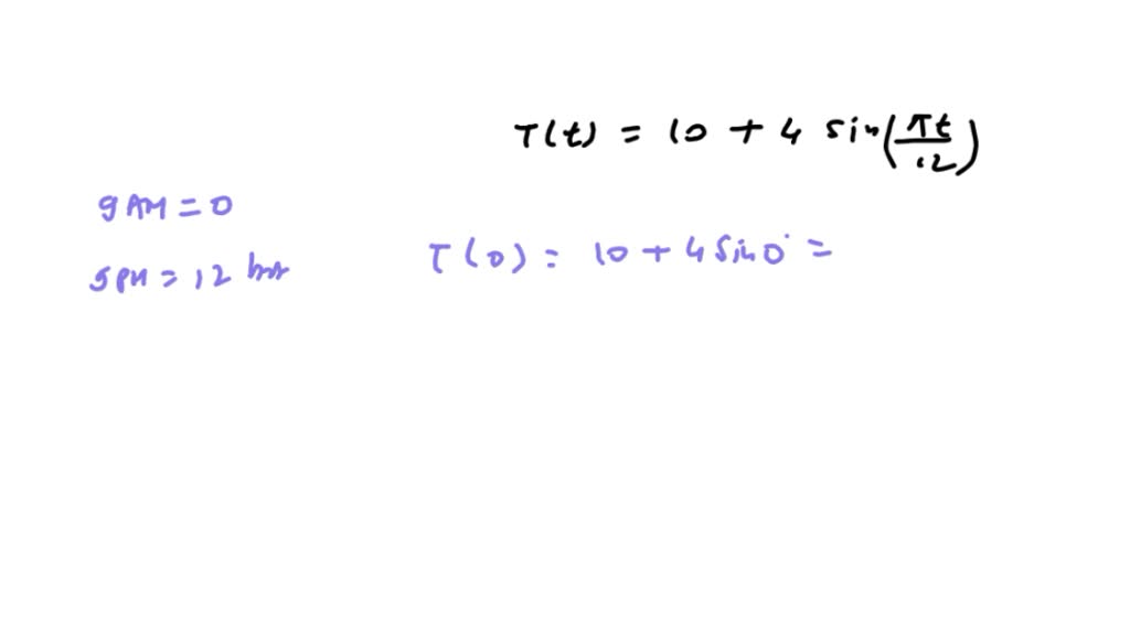 SOLVED:The average temperature t hours after midnight in a certain city ...