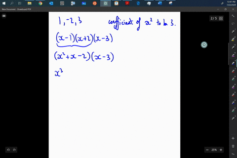 SOLVED:Find a polynomial of degree 3 that has zeros 1,-2, and 3 and in ...