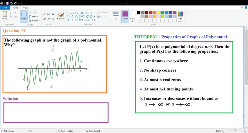 SOLVED:Explain why each graph is not the graph of a polynomial function. (GRAPH CAN NOT COPY)