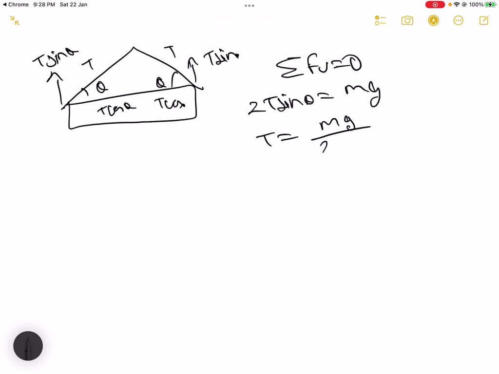 A block of mass m is supported by a single cord passing over a smooth ...