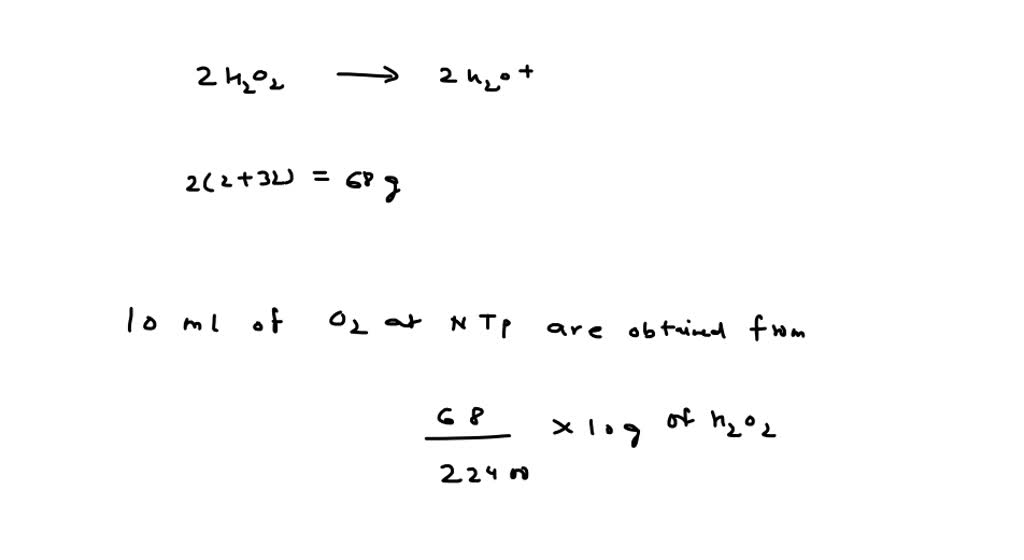 A commercial sample of hydrogen peroxide is labeled as 10 volume, irs ...