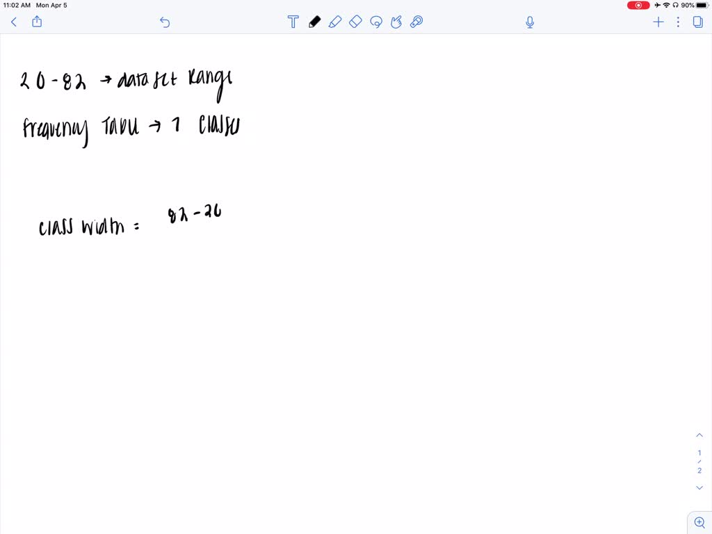 Solvedbasic Computation Class Limits A Data Set With Whole Numbers Has A Low Value Of 20 And A 4694
