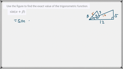 SOLVED:Use the figure to find the exact value of the trigonometric function. sin(α+β)