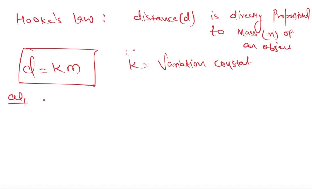 SOLVED: Hooke's Law says that the force exerted by the spring in a ...