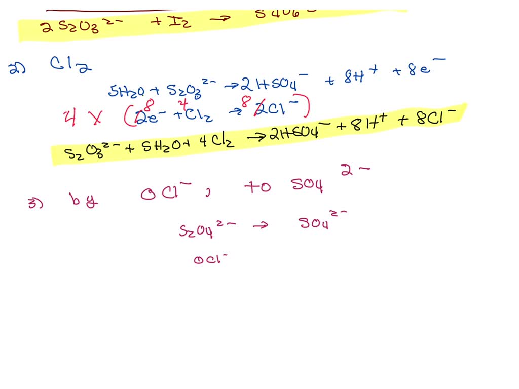 SOLVED: Thiosulfate ion, S2 O3^2-, is a reducing agent that can be ...