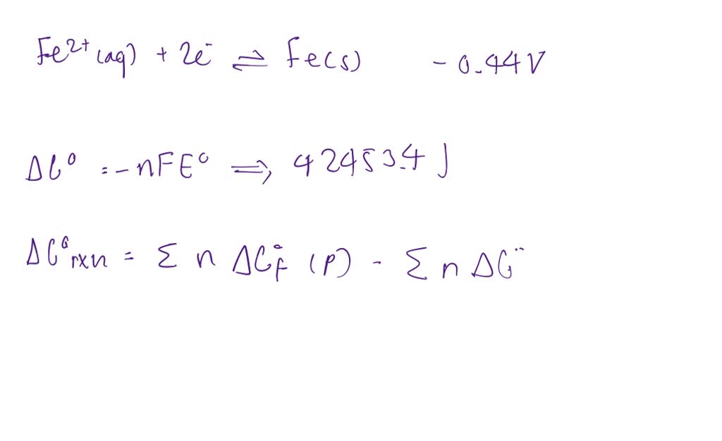SOLVED:The equation ΔG^∘=-n F 𝒞^∘ also can be applied to halfreactions ...