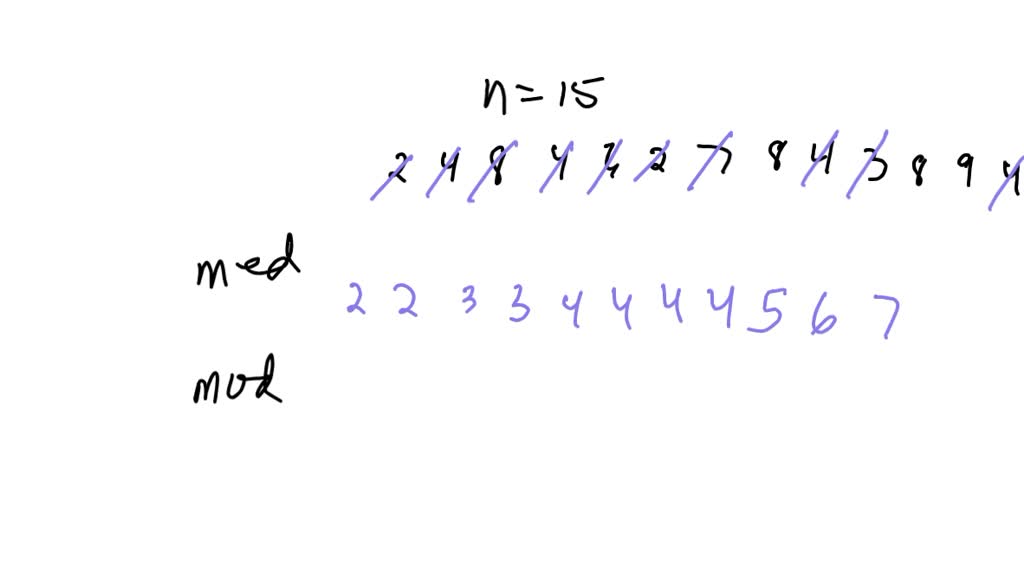 SOLVED:Determine the median and the mode for the following numbers. 2 4 ...