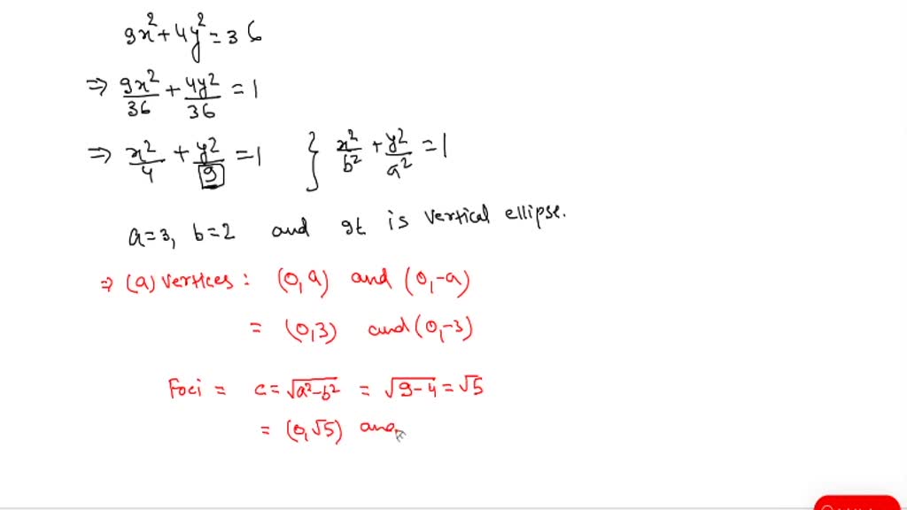 SOLVED:An equation of an ellipse is given. (a) Find the vertices, foci ...