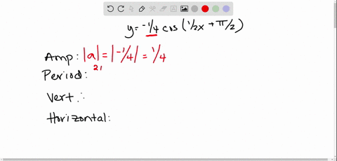 SOLVED: For each function, give the amplitude, period, vertical ...