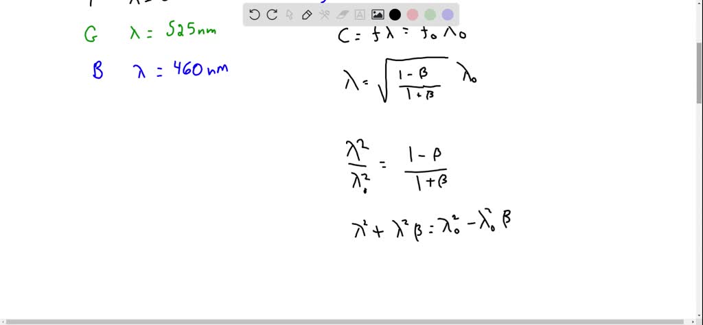 SOLVED: How fast must you be moving toward a red light (λ=650 nm) for ...